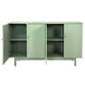 Latitude Run® Contemporary 4-door Intaglio Cabinet In Mint , With , Pine Legs, Solid Wood Pulls ...